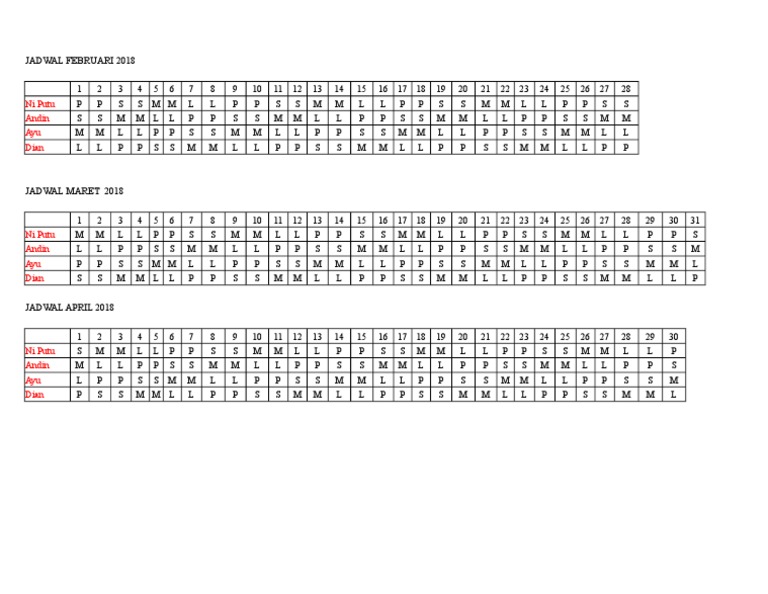 Jadwal RM Feb - Apr 2018 | PDF