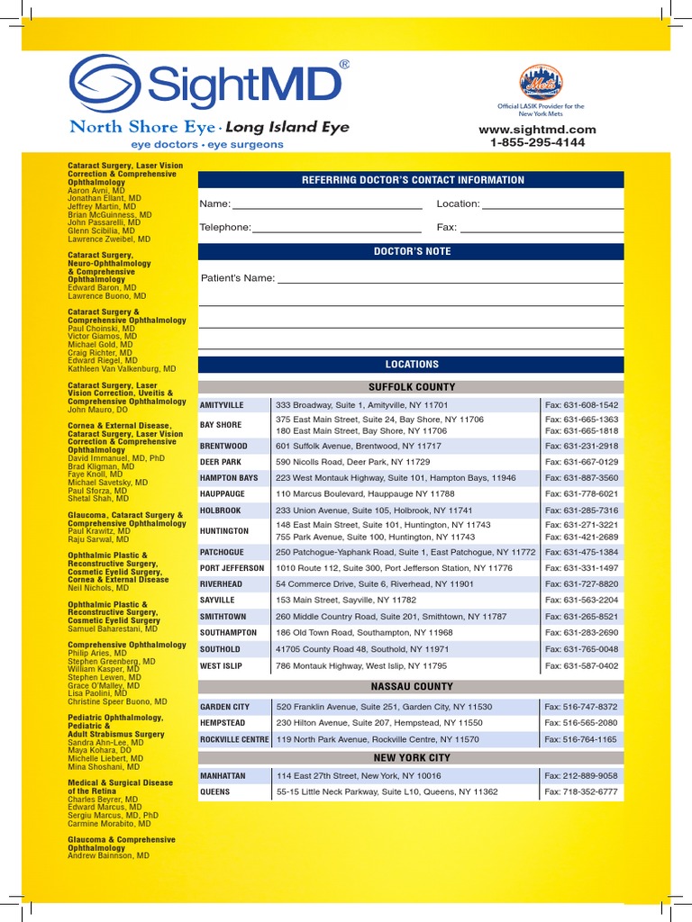 SightMD Referral Form PDF | Download Free PDF | Ophthalmology | Sensory ...
