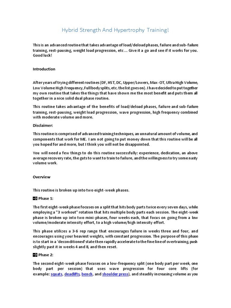 Hybrid Strength and Hypertrophy Training | PDF | Muscle Hypertrophy ...