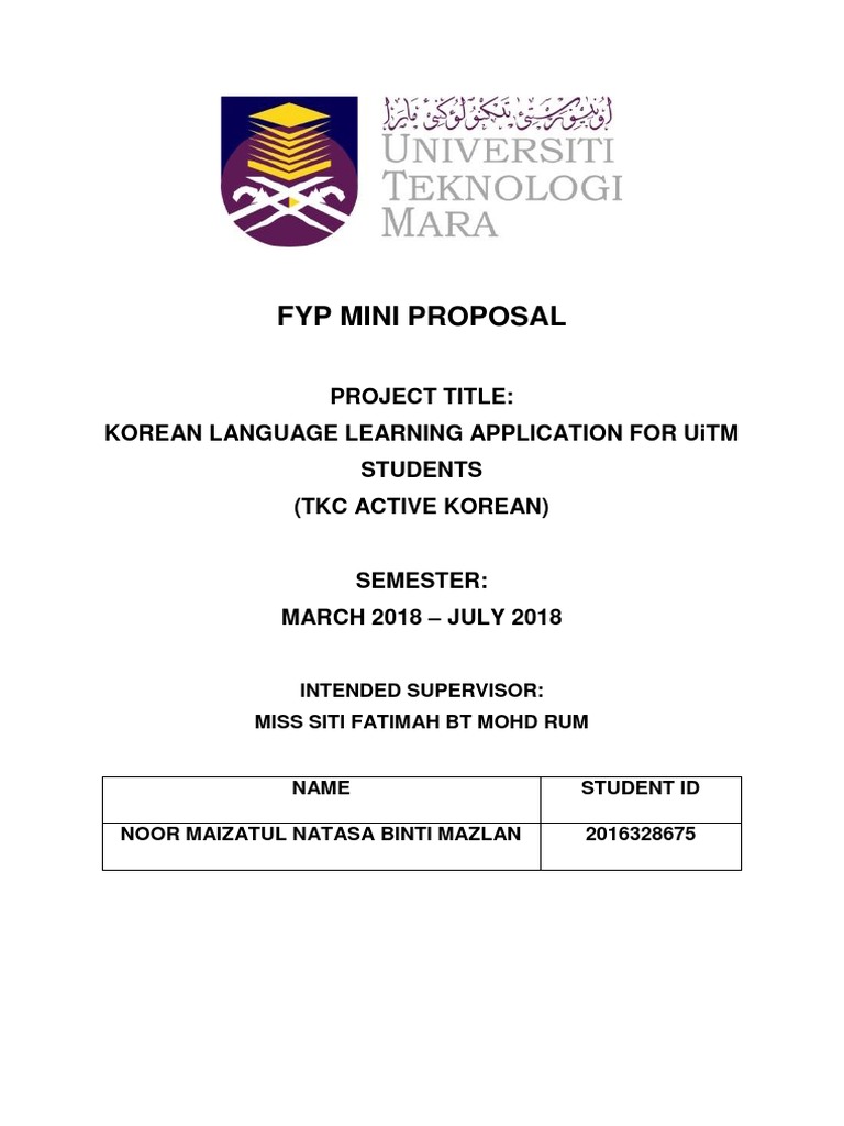 Fyp Mini Proposal | PDF