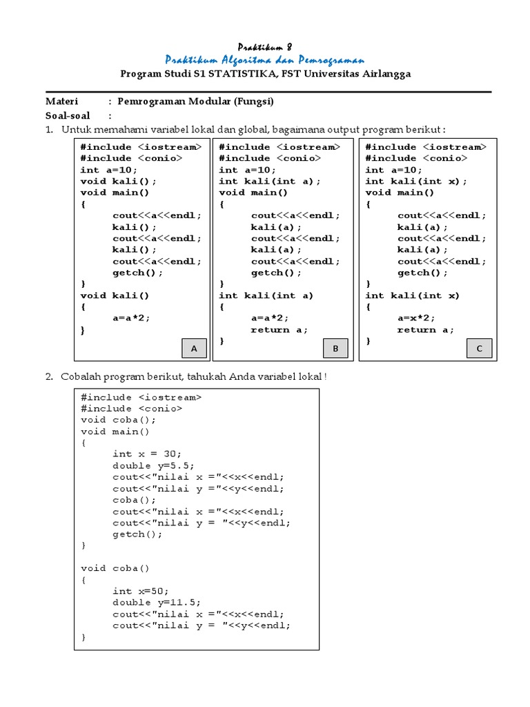 Praktikum 8 Pemrograman Modular (Fungsi) | PDF
