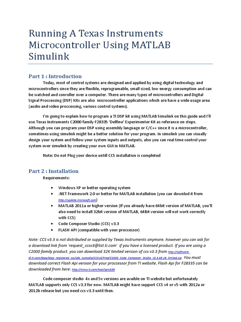 Running CCS and Matlab | PDF | Microcontroller | Matlab