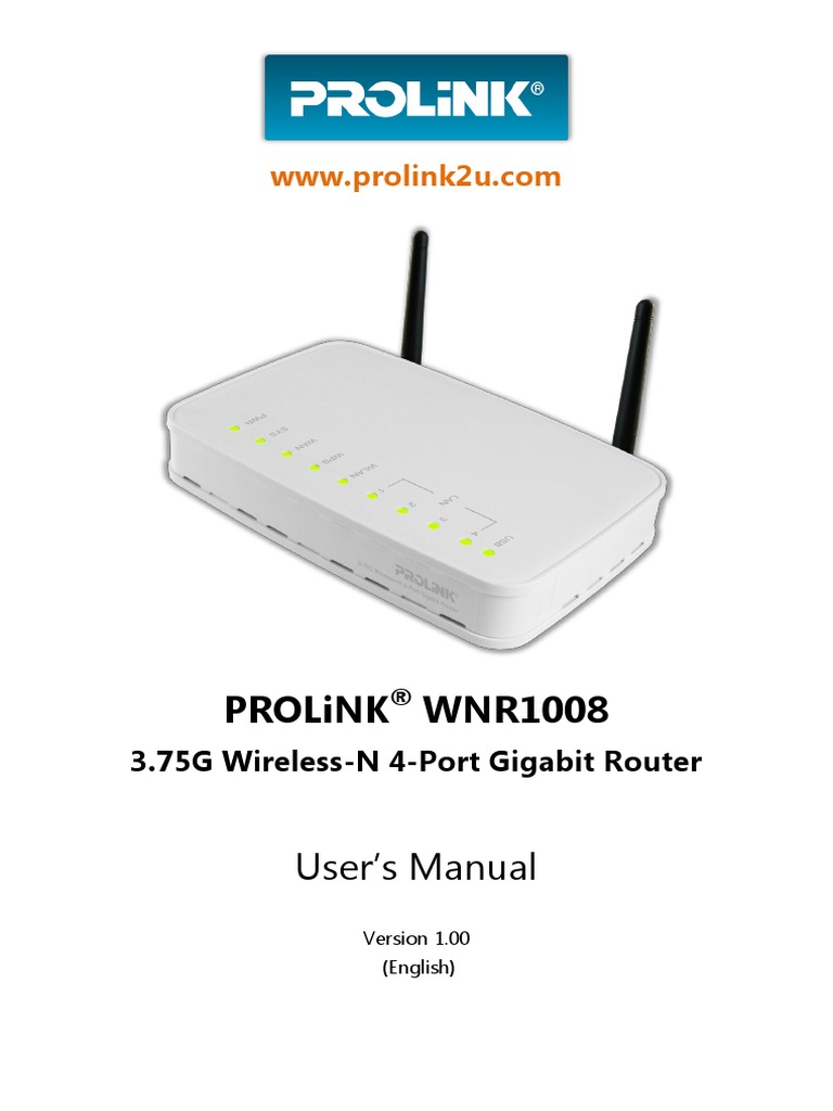 PROLINK WNR1008 Ver1.00 02.12.2010 PDF | PDF | Ip Address | Wireless Lan