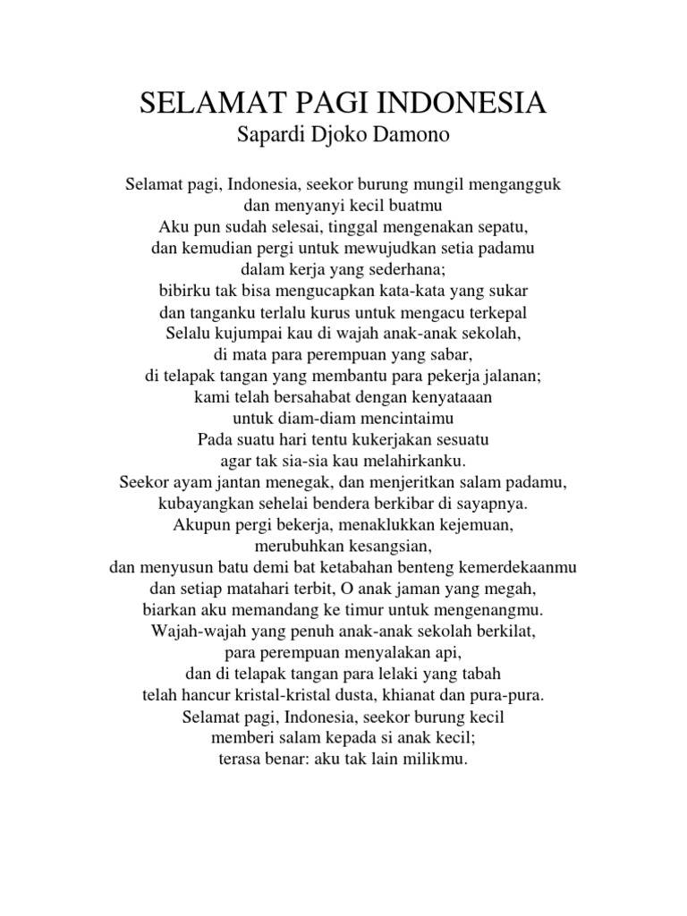 Selamat Pagi Indonesia - Puisi Tuca | PDF