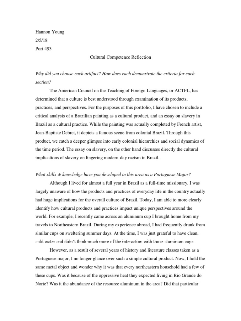 Cultural Competence Reflection | PDF | Brazil | Essays