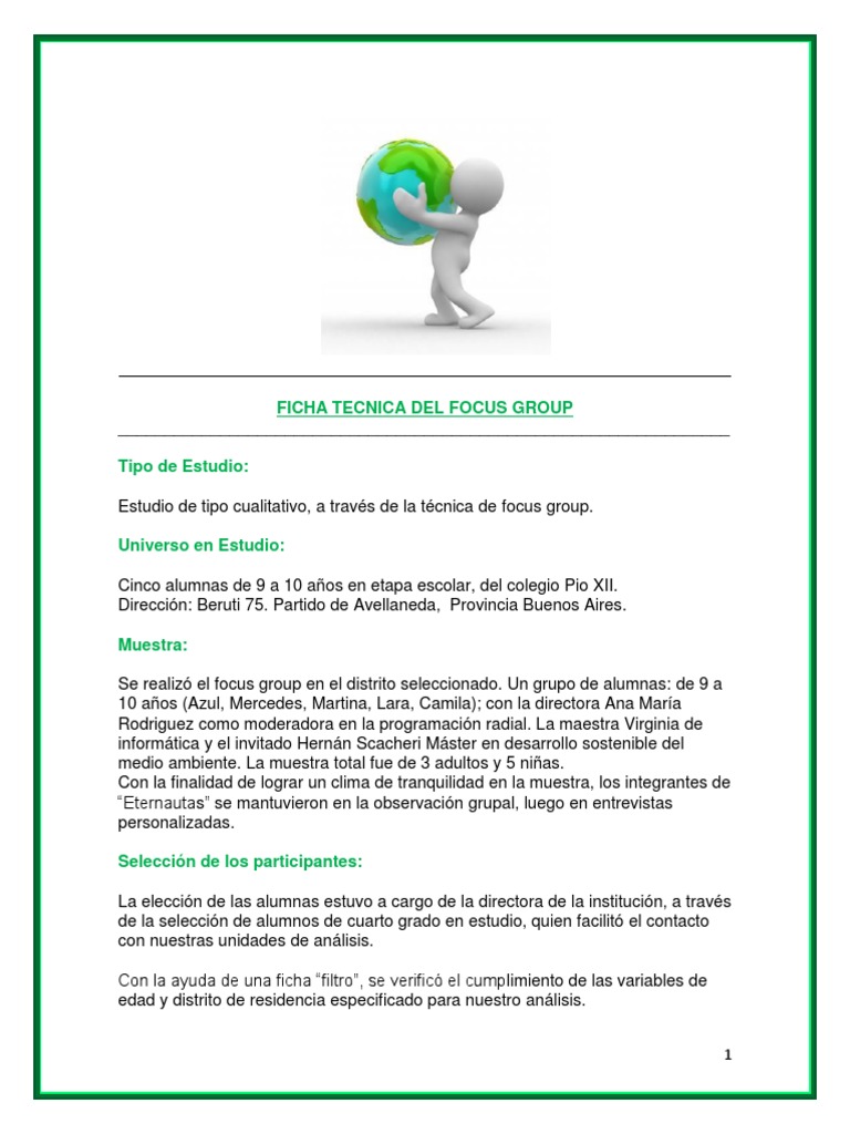 EJEMPLO de Ficha Tecnica Focus Group | PDF | Grupo de enfoque | Science