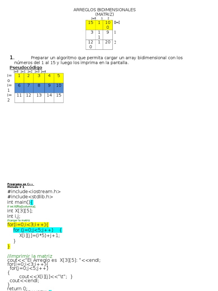 Arreglos Bidimensionales - T - 04 para Alumno | PDF | Estructura de ...
