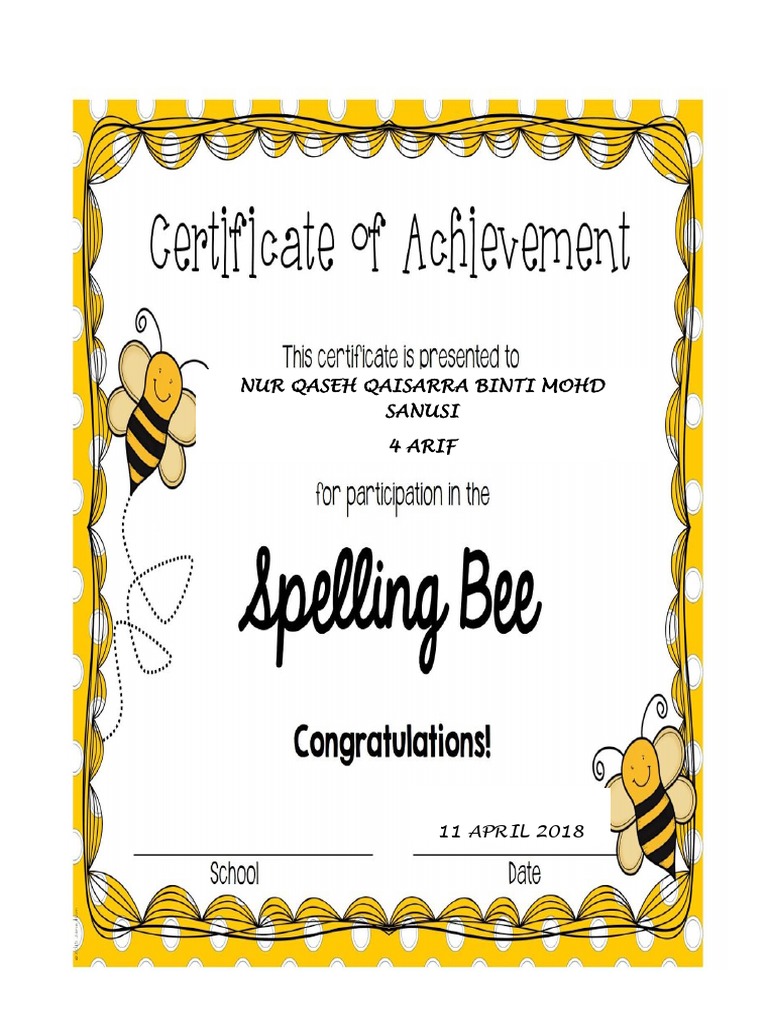 Spelling Bee Year 4 | PDF