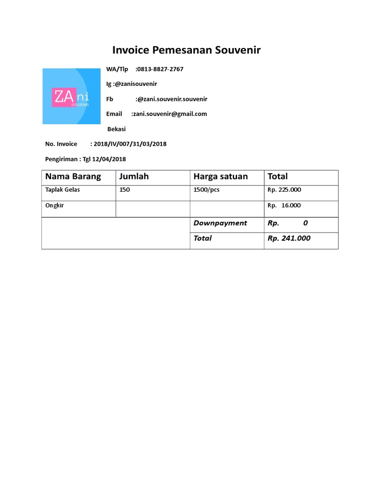 Invoice Pemesanan Souvenir | PDF