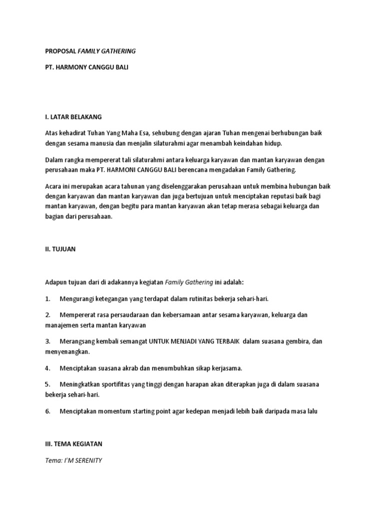 Proposal Family Gathering | PDF