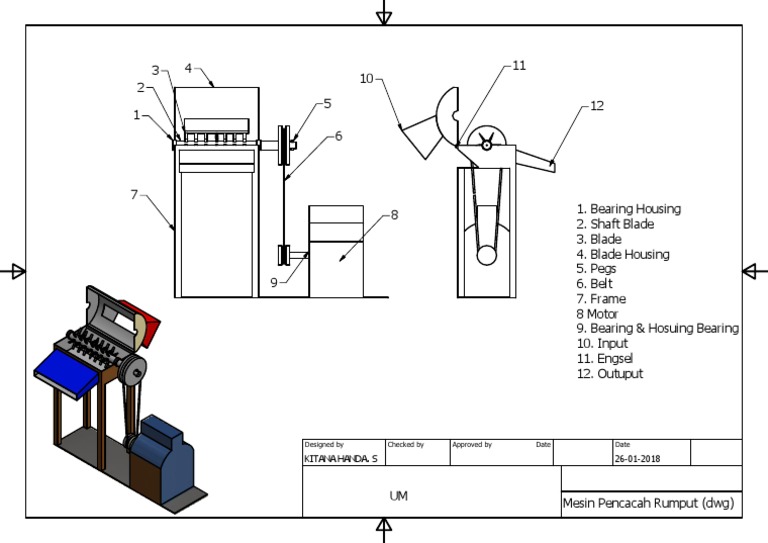 Mesin Pencacah Rumput (DWG) | PDF | Mechanical Engineering ...