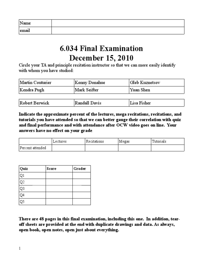 MIT6 034F10 Final 2010 | PDF | Mathematical Concepts | Cognitive Science