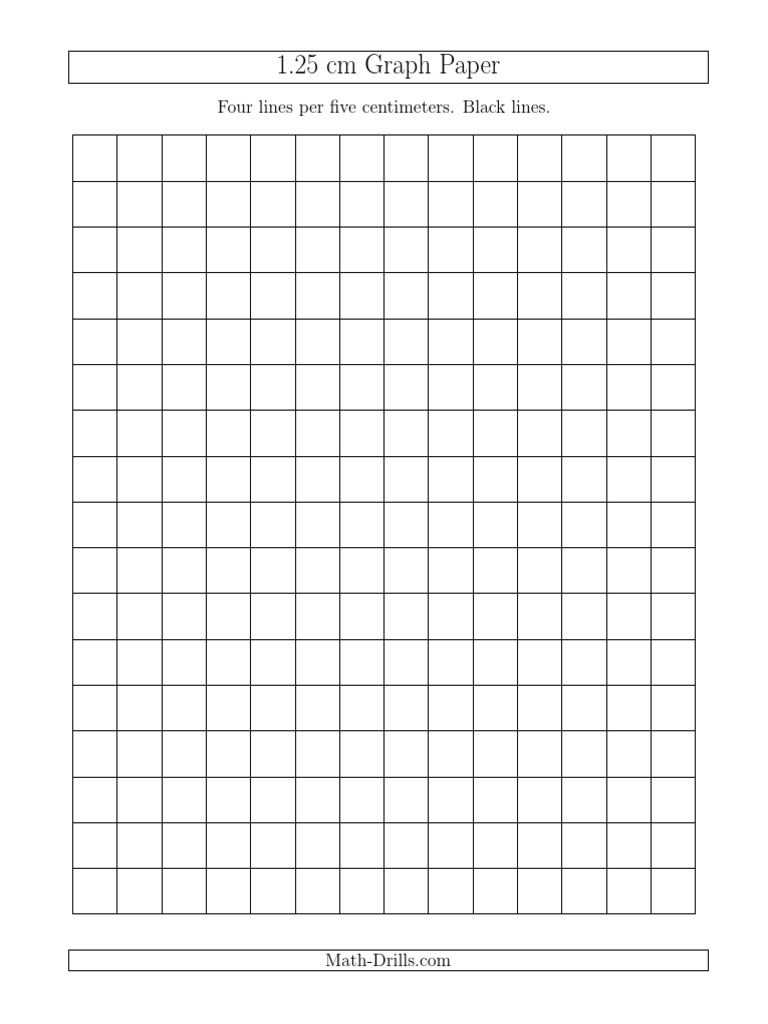 1.25 CM Graph Paper: Four Lines Per Five Centimeters. Black Lines | PDF