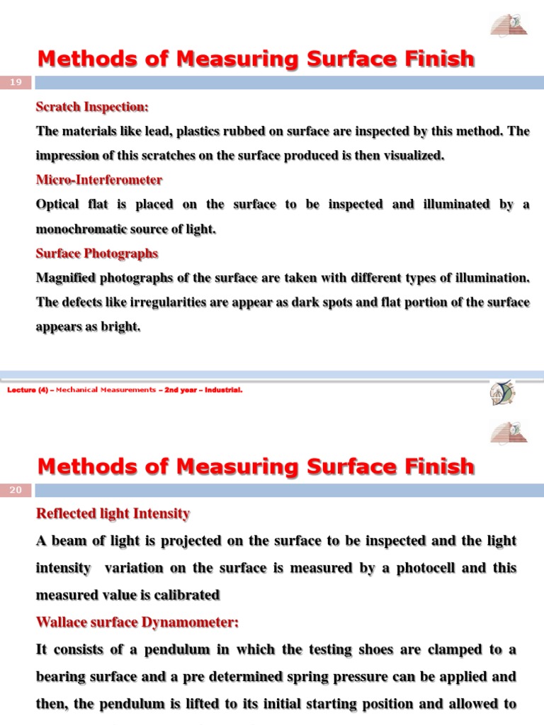 4 Surface Finish Measurement P3 | PDF | Surface Roughness | Optics