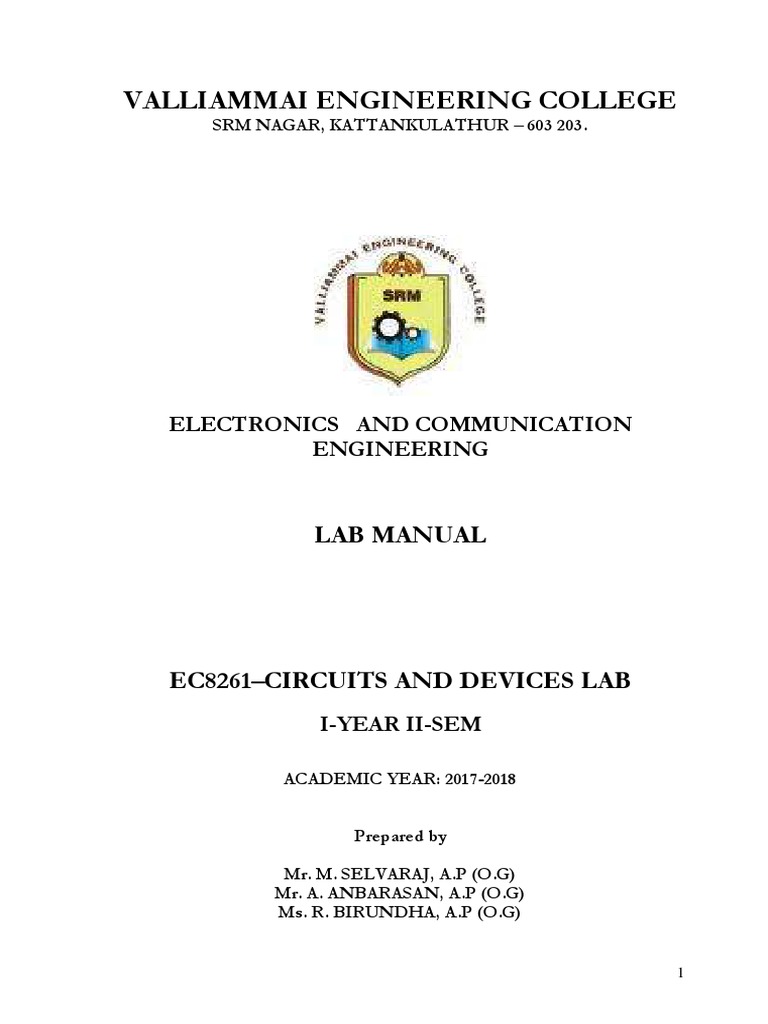 Electronics Lab Manual: Circuits & Devices | PDF | P–N Junction | Field ...