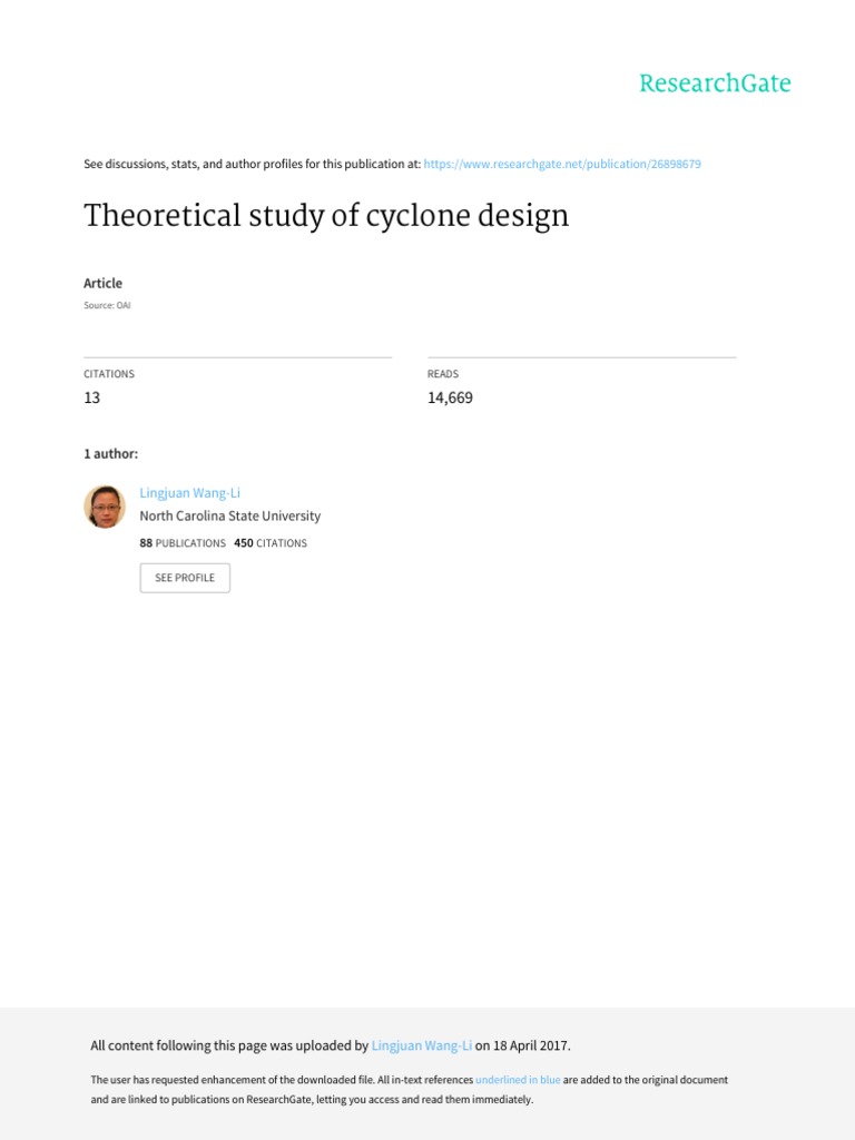 Cyclone Design | PDF | Vortices | Applied And Interdisciplinary Physics