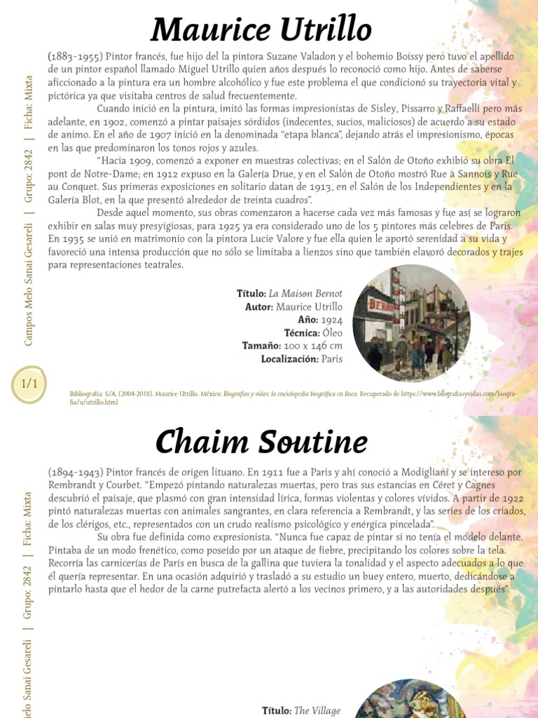 Fichas Artistas | PDF | Expresionismo | Arte Moderno