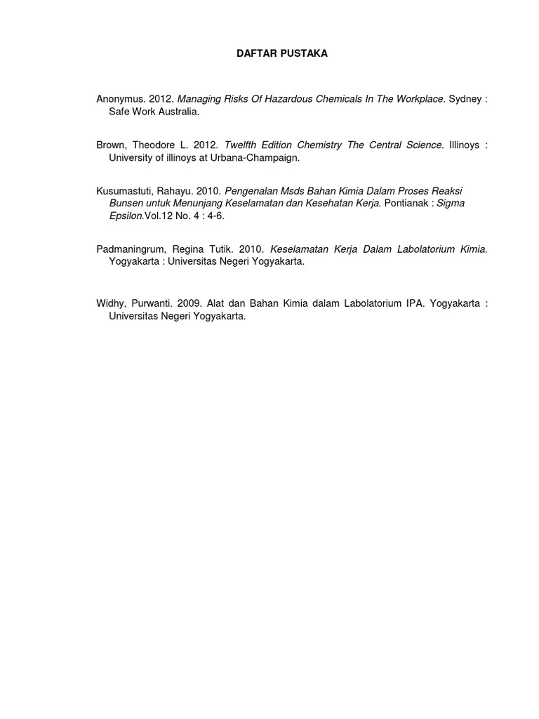 Daftar Pustaka Alat Laboratorium Kimia | PDF