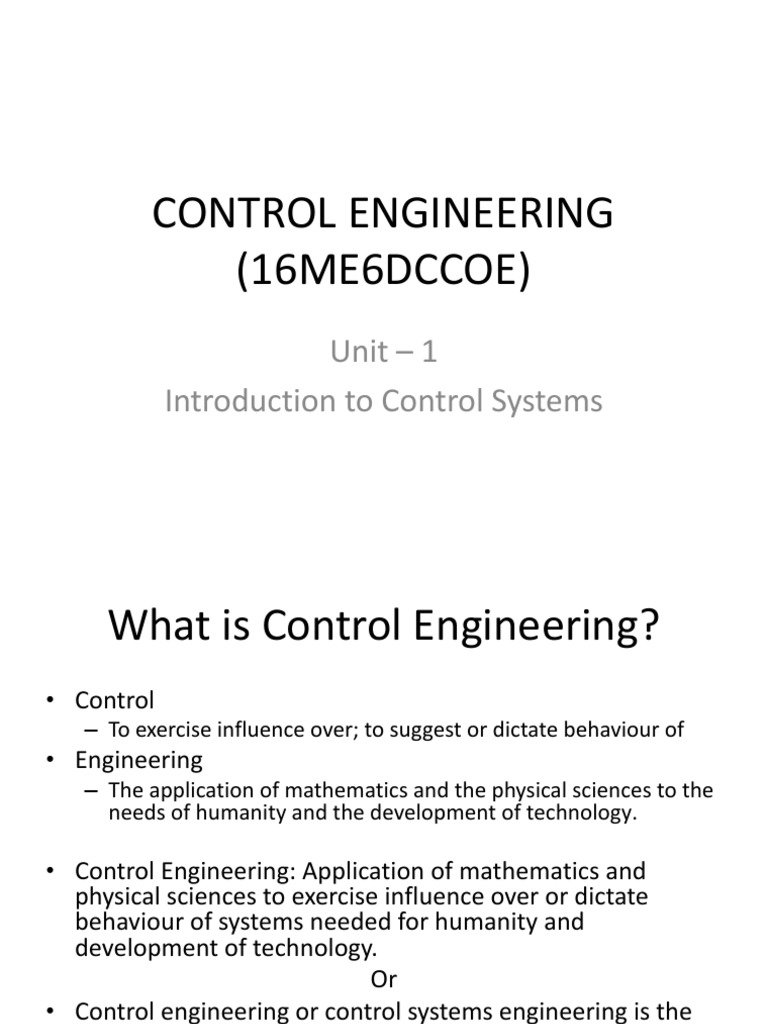 CoE Unit1 Ch1 (Introduction) | PDF | Control Engineering | Control Theory