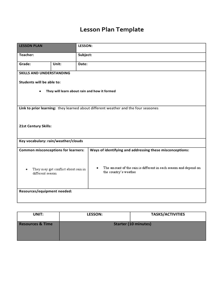 Lesson Plan Template 1 | PDF | Lesson Plan | Educational Assessment