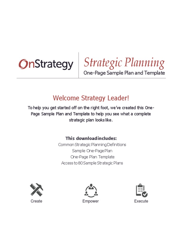 One Page Plan Example | PDF | Strategic Planning | Strategic Management