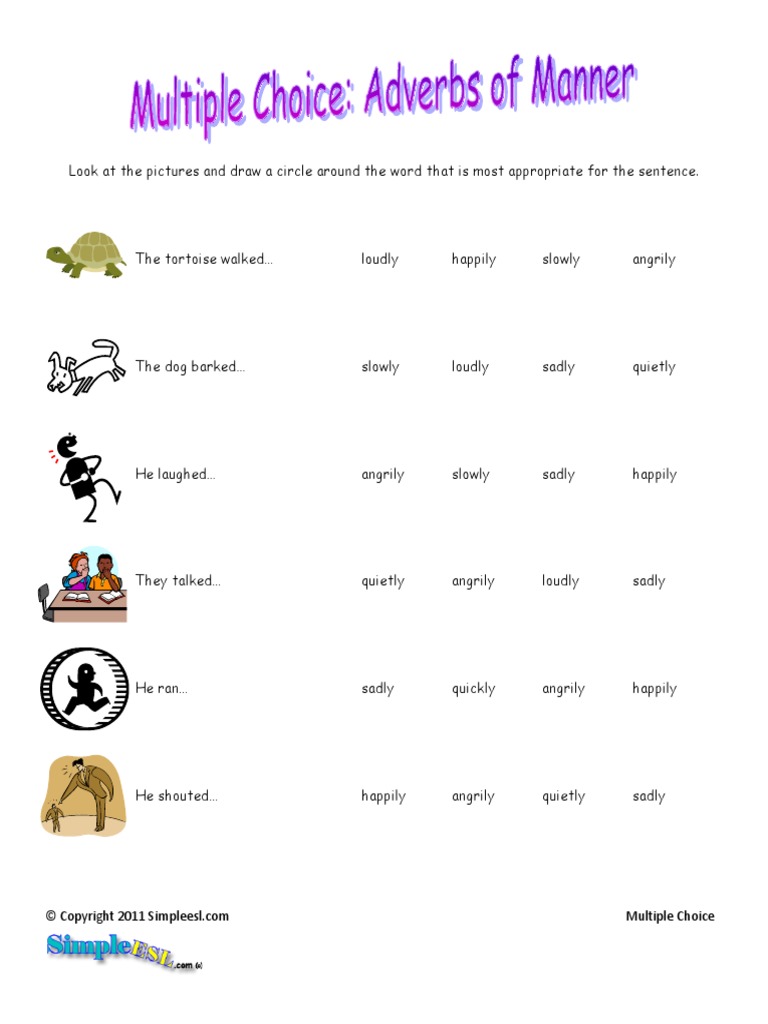 Adverb of Manner Wksheet | PDF | Linguistic Typology | Lexical Semantics