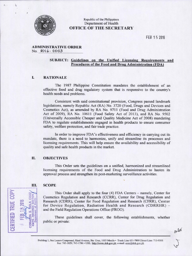 Administrative Order No. 2016-0003 | PDF
