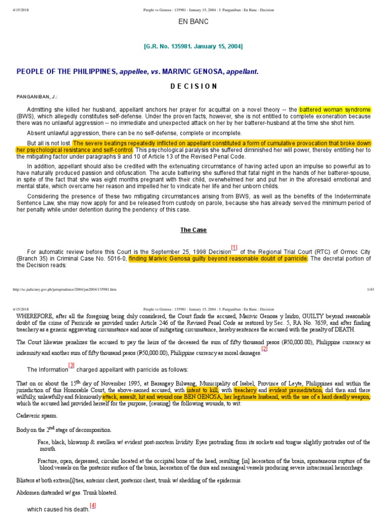 PEOPLE OF THE PHILIPPINES, Appellee, vs. MARIVIC GENOSA, Appellant ...
