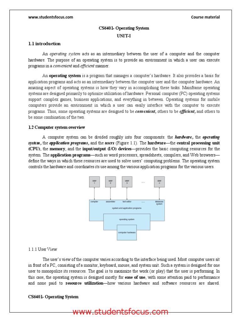 Unit 1 | PDF | Operating System | Computer Data Storage