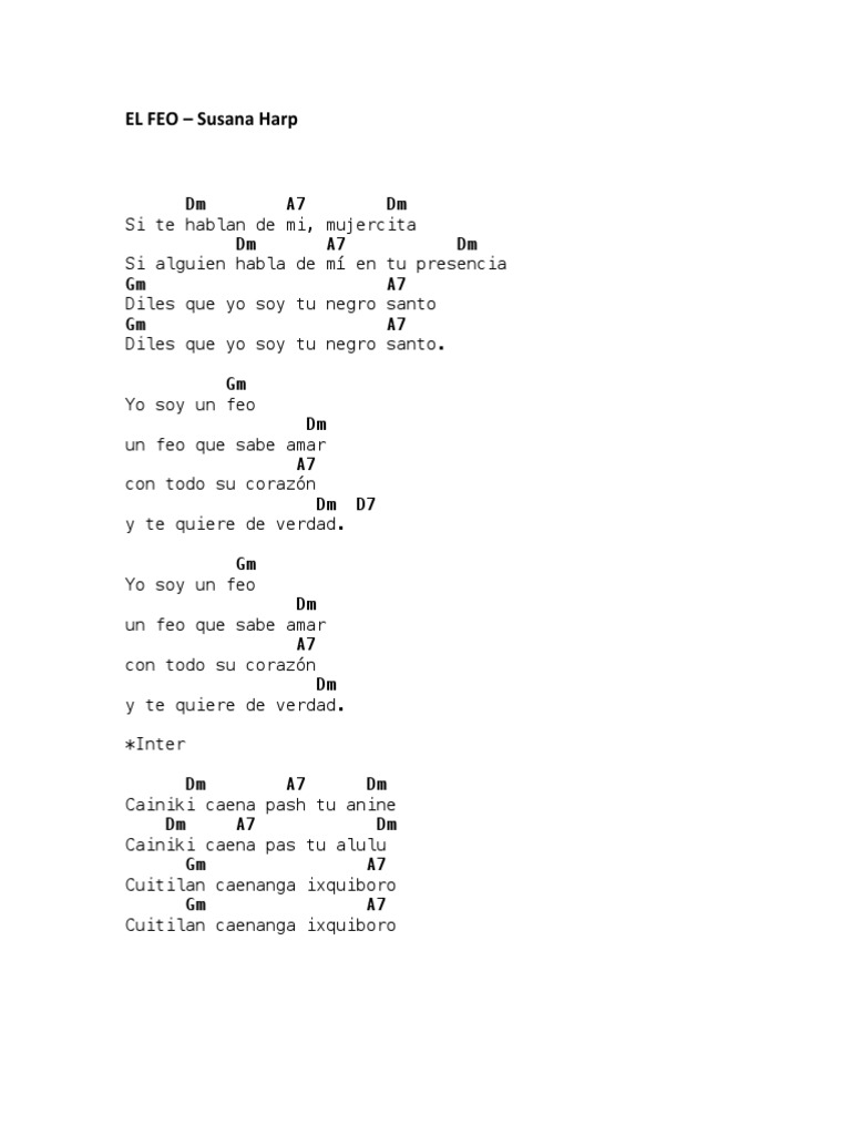 Letra de "El Feo" en Zapoteco y Español | PDF