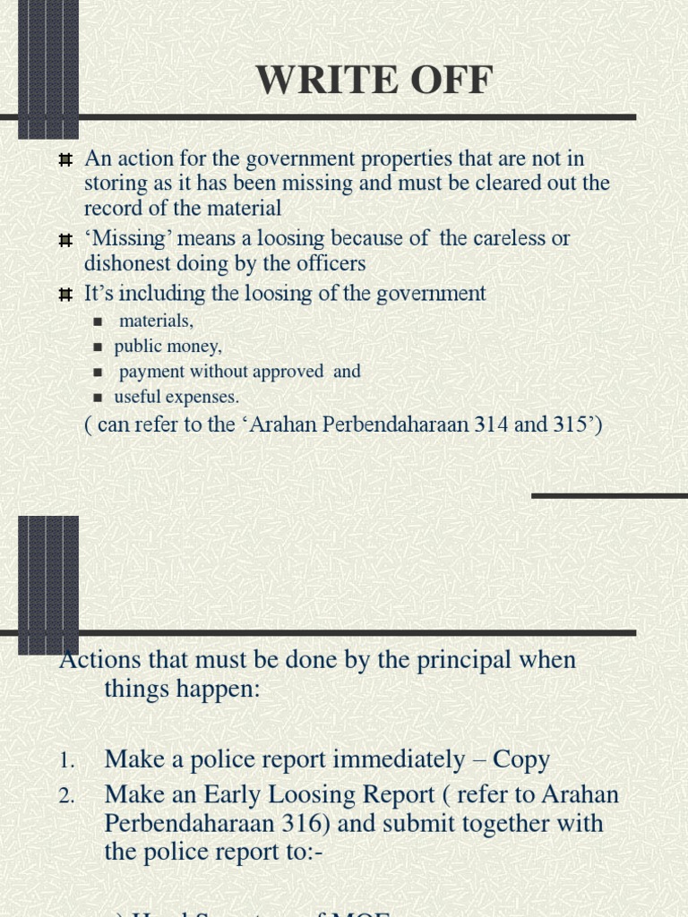 Write Off: Materials, Public Money, Payment Without Approved and Useful ...