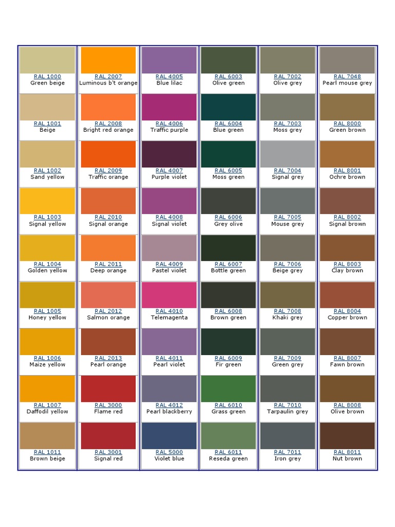 Colour Shades Ral | Blue | Green