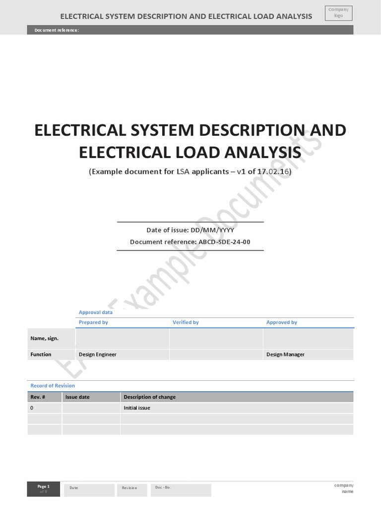Electrical System Description and Load Analysis - 17.02.16 - V1 | PDF ...