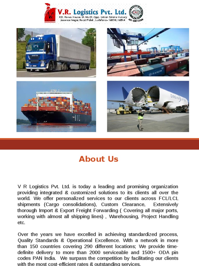V R Logistics Company Profile | PDF | Cargo | Logistics