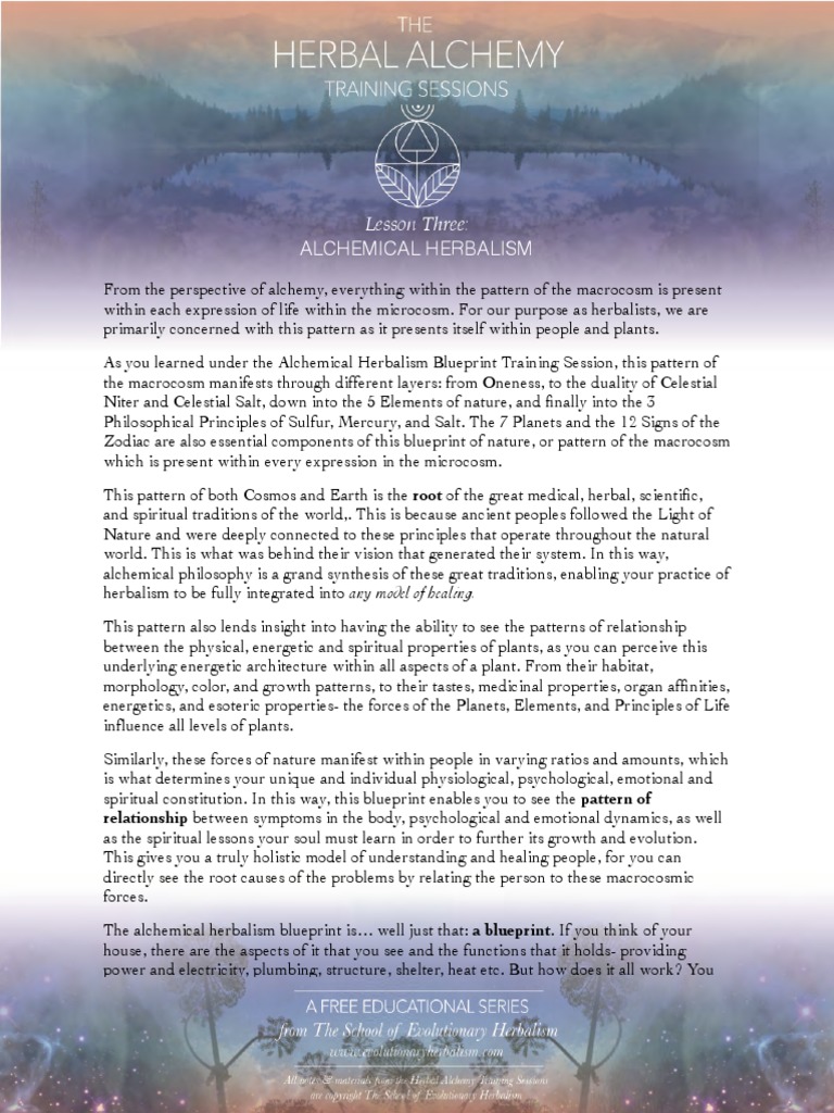 Training Session 3 Alchemical Herbalism | PDF | Alchemy | Herbalism