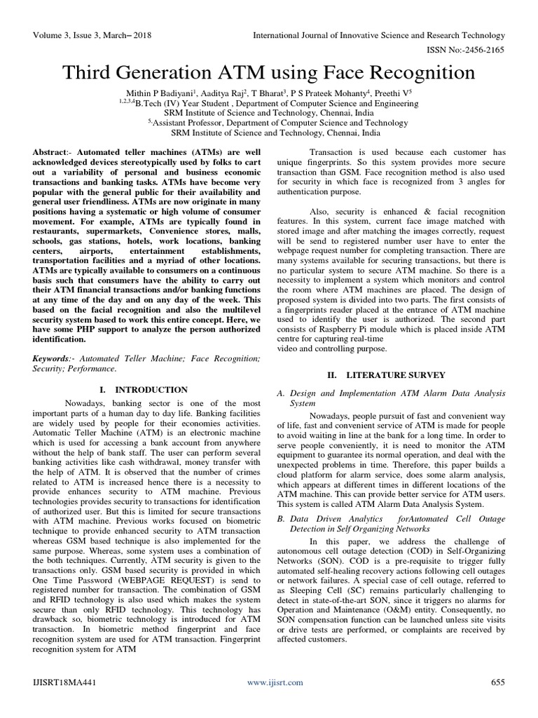 Third Generation ATM Using Face Recognition | PDF | Raspberry Pi | Automated Teller Machine