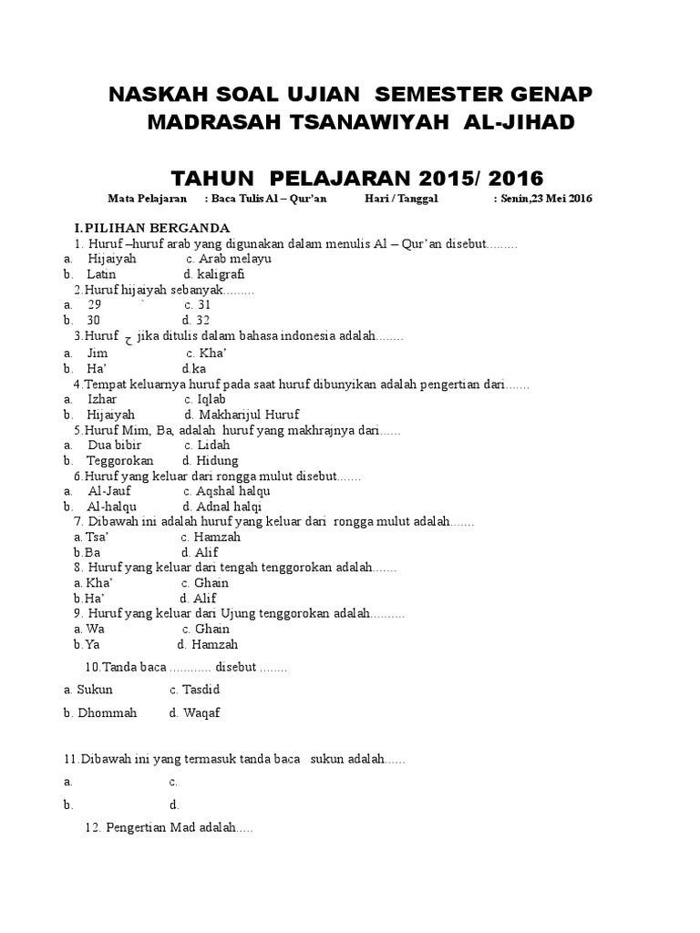 Naskah Soal Ujian | PDF