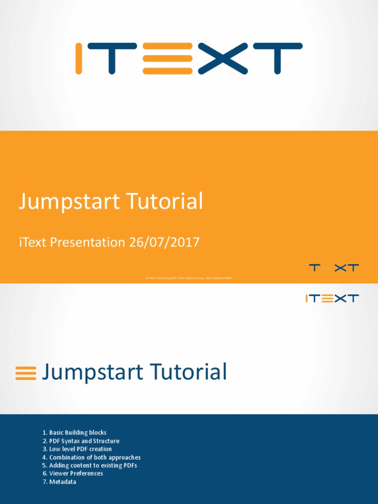 IText Jumpstart Tutorial | PDF | Bracket | Software Engineering