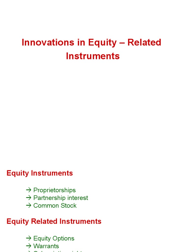 Innovations in Equity Instruments | PDF | Warrant (Finance) | American ...
