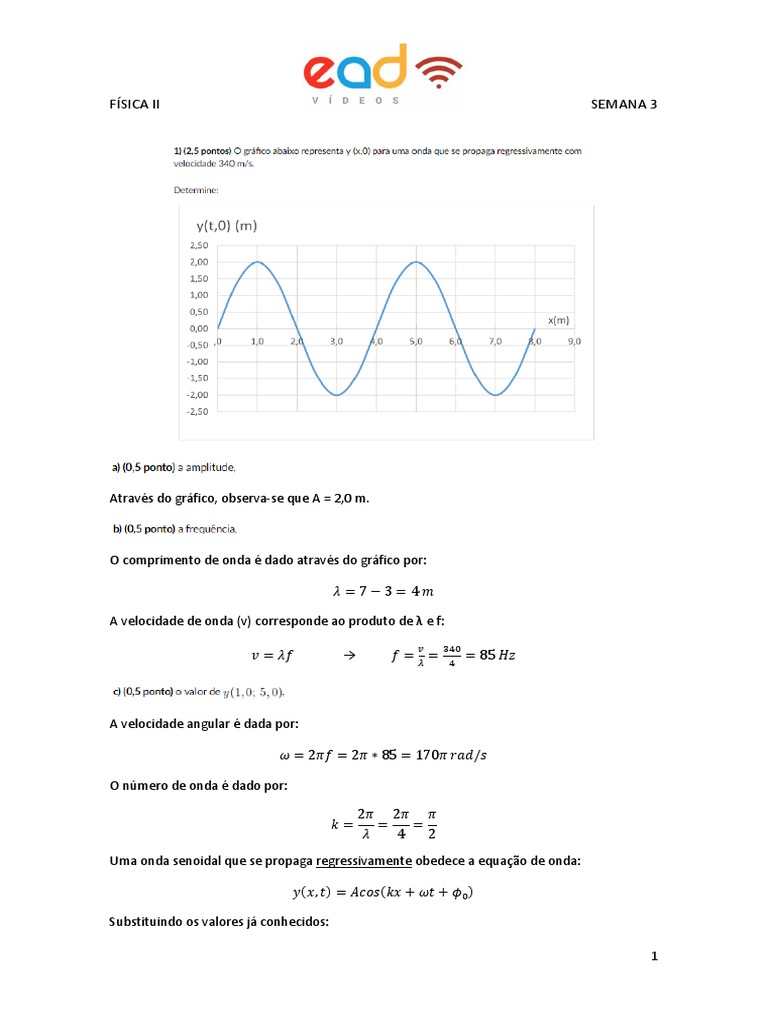 3atividade F Sica II Semana 3 - ATUALIZADO PDF | PDF | Harmônica | Ondas