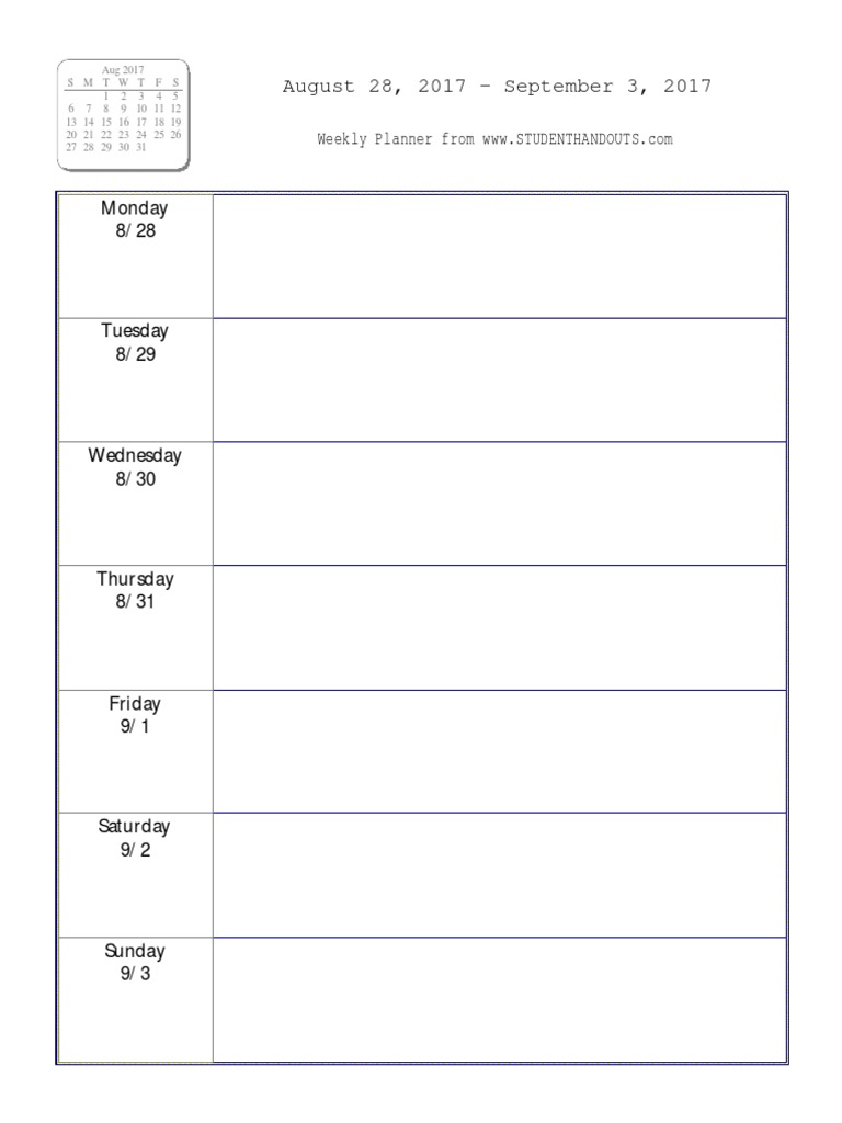 Weekly Planner 2017 2018 | PDF | Sports | Leisure