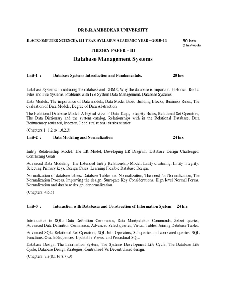 III BSC Paper III Dbms | PDF | Relational Database | Databases