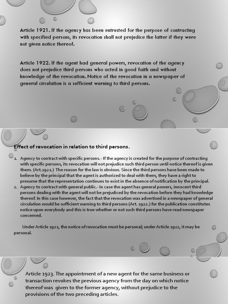 Article 1921 1926 | PDF | Law Of Agency | Government