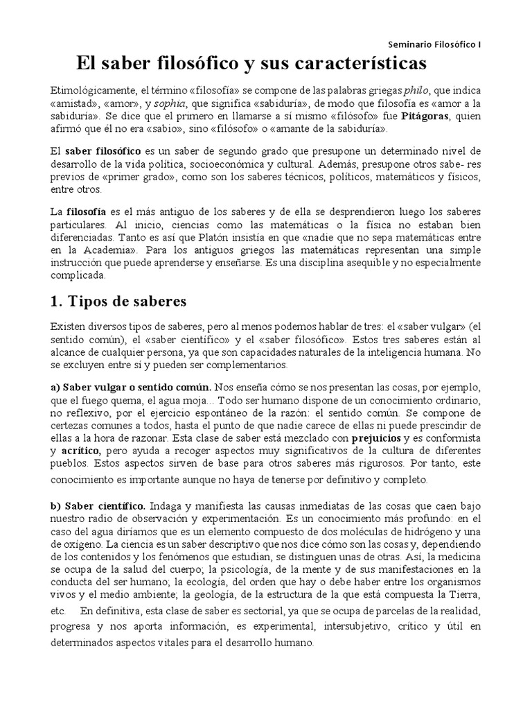 Características del Saber Filosófico | PDF | Conocimiento | Science