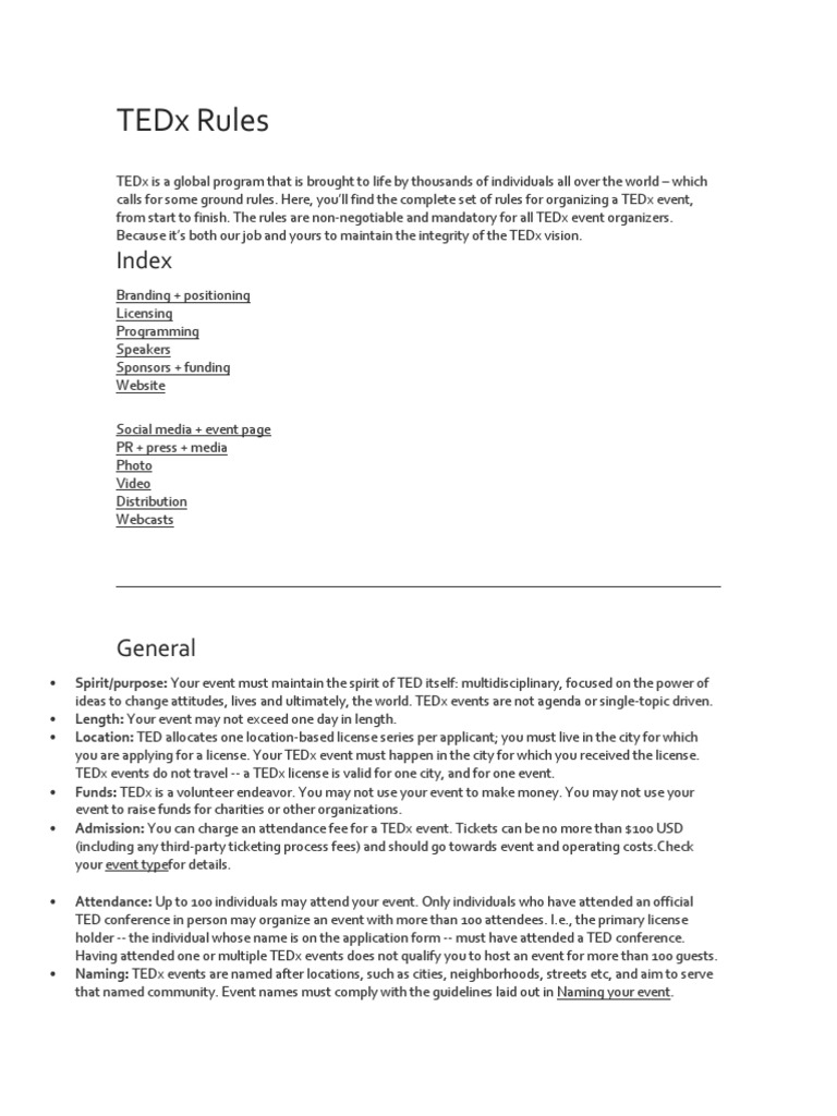 TEDx Rules | PDF | You Tube | Helvetica