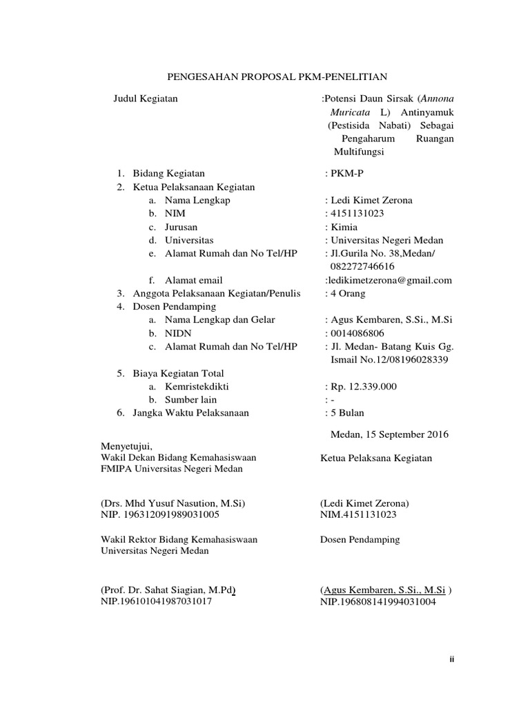 Pengesahan Proposal PKM | PDF