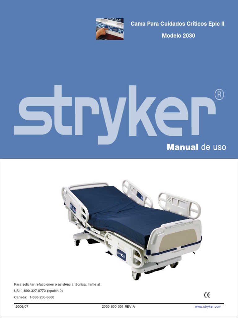 Manual de Operación Cama Stryker Epic II | PDF | Batería (electricidad ...