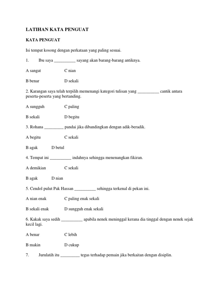 Latihan Kata Penguat | PDF