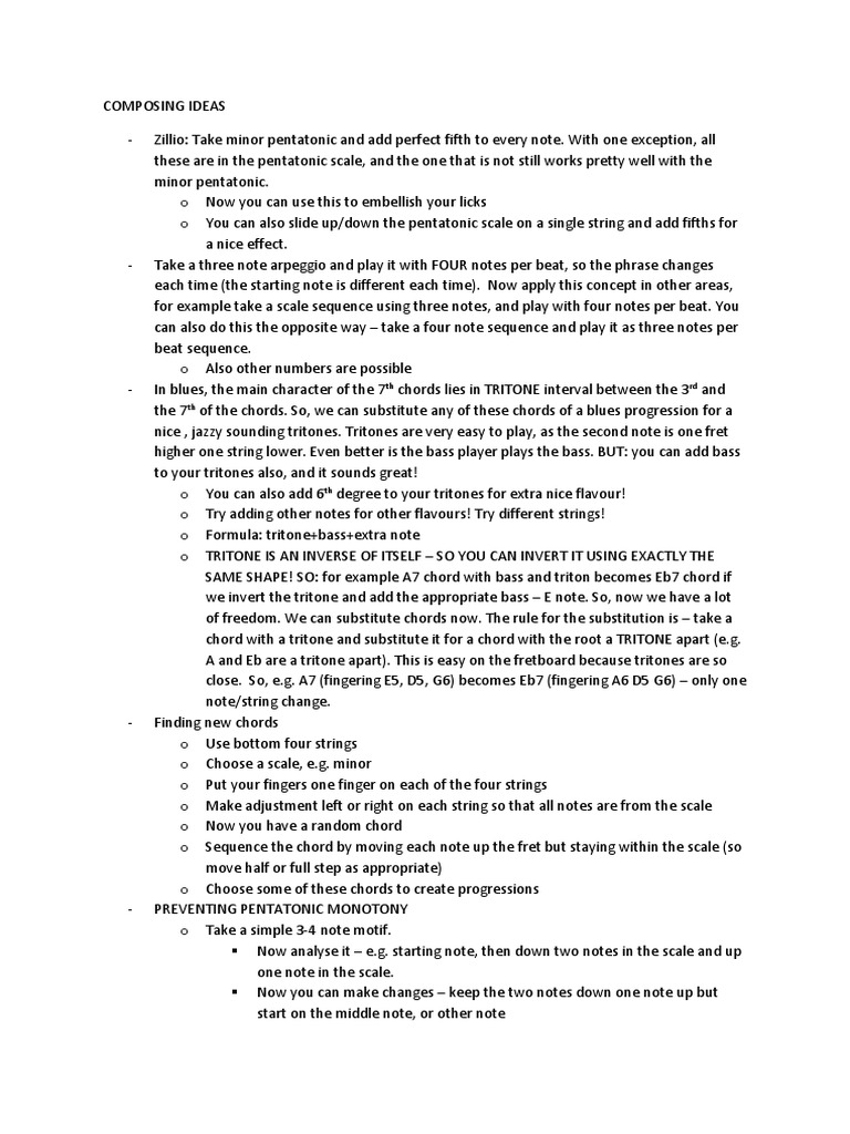 Composing Ideas | PDF | Chord (Music) | Scale (Music)