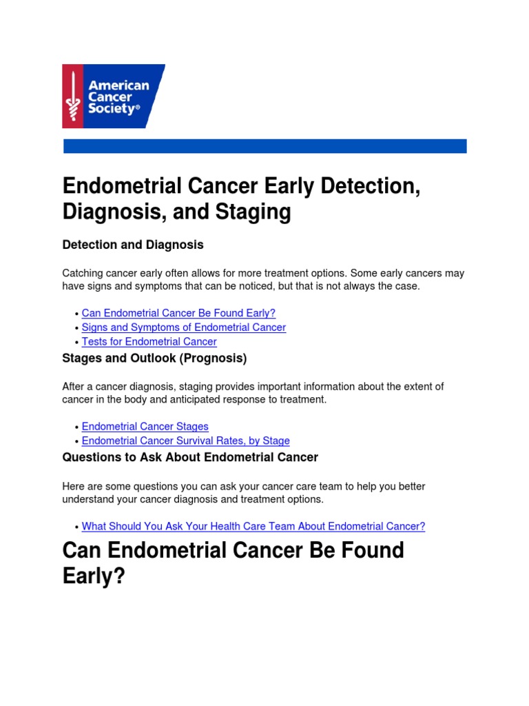 Endometrial Cancer Early Detection, Diagnosis, and Staging | PDF ...